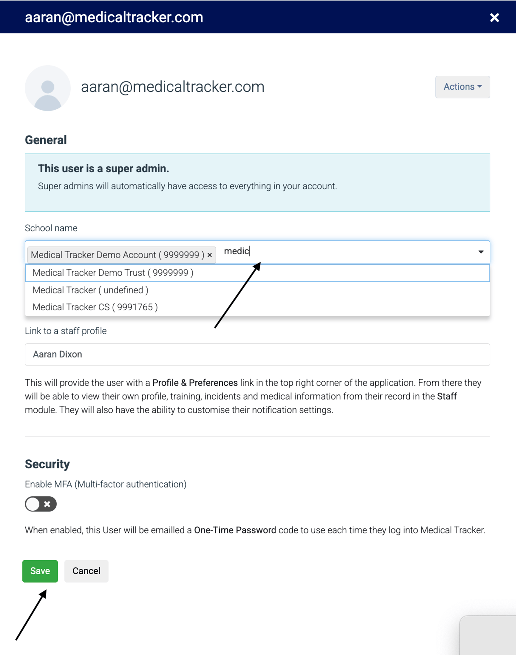 How to add multiple school access for a user